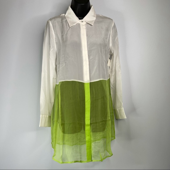 Line & Dot | Tops | Line Dot Revolve Top 0 Silk Neon Color Block Sheer ...